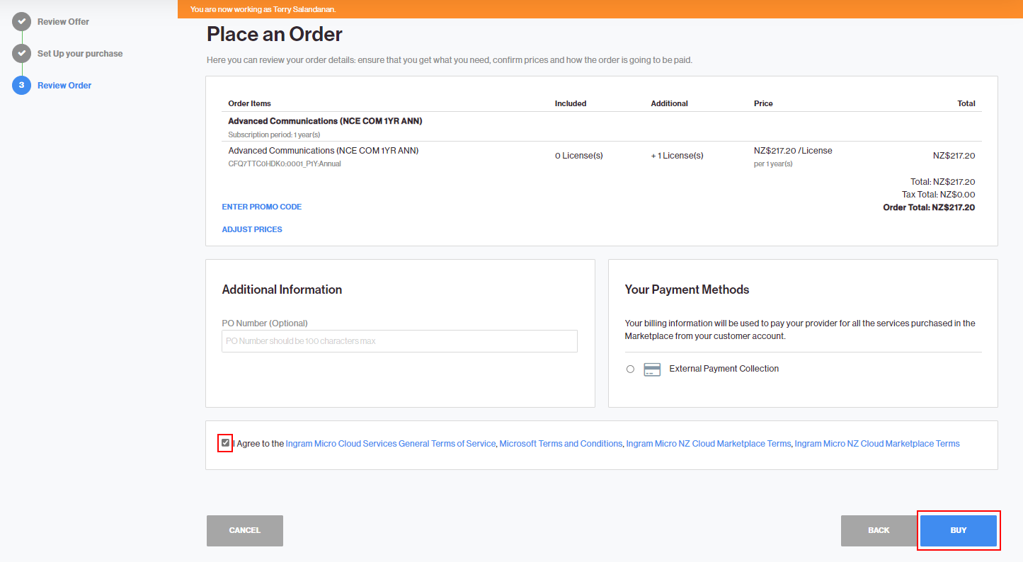 Order Process as an End-Customer