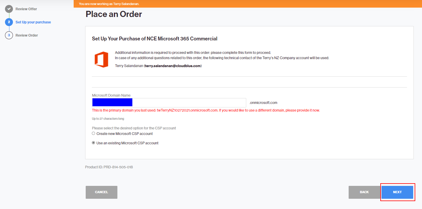 Order Process as an End-Customer